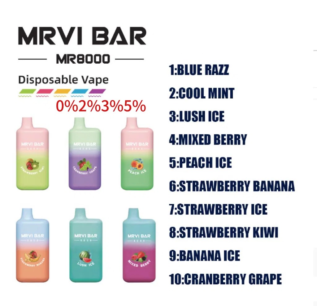 MRVI Bar Mr8000 Puffs 2% 3% 5% Low Strength Bulk Buy Rechargeable ...
